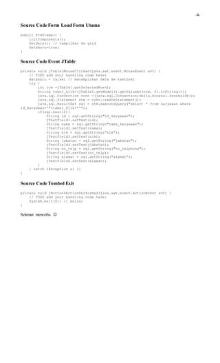 17 Aplikasi Crud Java Sederhana Menggunakan Database My Sql Pdf