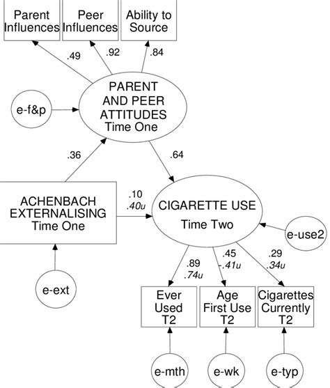 Model Of The Mediated Relation Between Externalising Scores At Time One