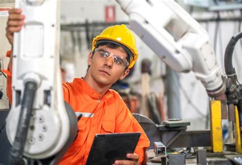 Premium Photo Maintenance Engineer Checking And Repair Arm Of Welding