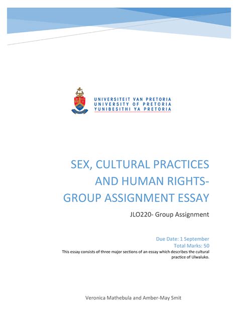 JLO220 Group Assignment 1 Final SEX CULTURAL PRACTICES AND HUMAN RIGHTS GROUP ASSIGNMENT