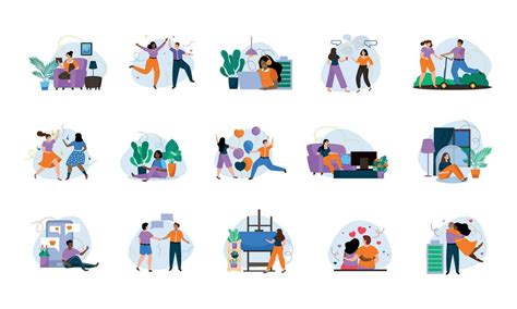 Introvert And Extrovert People Flat Recolor Set 25802692 Vector Art At
