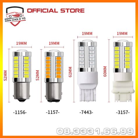 Led Xi Nhan Phanhdaylightđèn Lùi ô Tô Xe Máy 33 Bóng Led Chân 1156