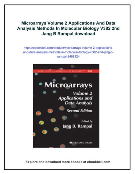 Microarrays Volume 2 Applications And Data Analysis Methods In Molecular Biology V382 2nd Jang B