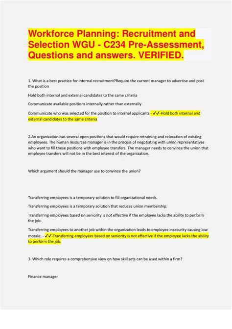 Top 2024 2025 Exam Review Paper Workforce Planning Recruitment And