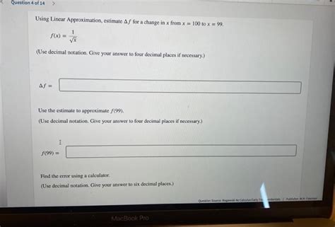 solved use linear approximation to estimate Δf f 8 04 −f 8