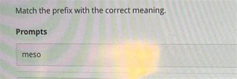 [answered] Match The Prefix With The Correct Meaning Prompts Meso Kunduz