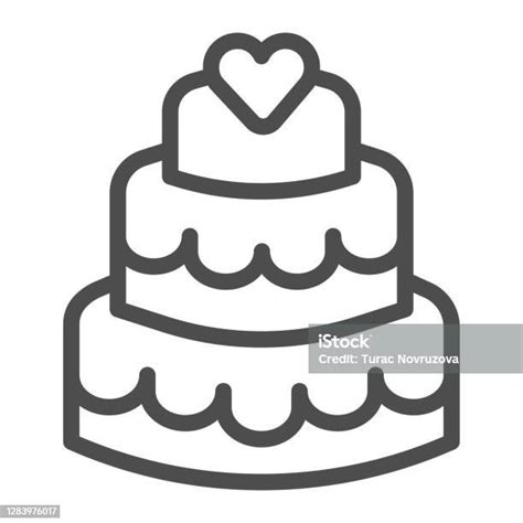 3개의 티어드 케이크 라인 아이콘 생일 컵케이크 컨셉 화이트 배경의 달콤한 디저트 사인 모바일 컨셉과 웹 디자인을 위한 윤곽 스타일3층 케이크 아이콘 벡터 그래픽 3가지