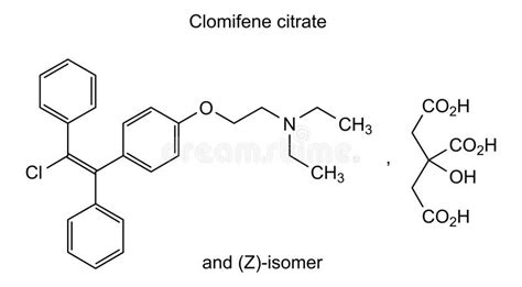 Chemical Structure Of Clomifene Citrate Drug Substance Stock