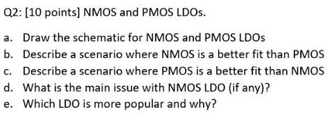 Q Points NMOS And PMOS LDOS A Draw The Schematic For NMOS And PMOS LDOS B Describe A