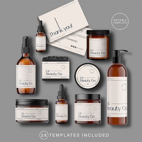 Modern Cosmetic Label Design Bundle DIY Customizable Labels