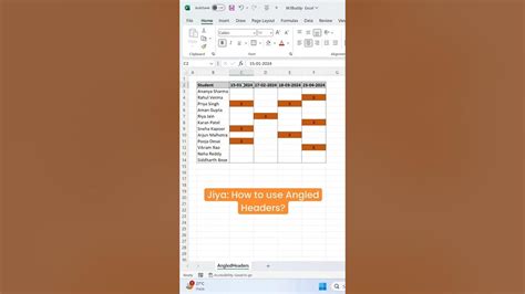 how to use angled headers in excel shorts excel exceltips tutorial youtube