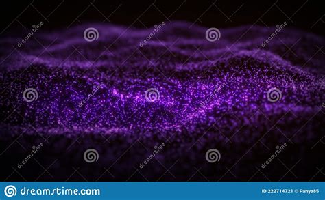 Abstract Flowing Smooth Surface Fractal Waves Background From Blinking Particles Grid Mesh Of