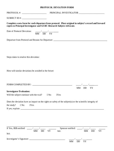 Protocol Deviation Protocol Deviation Protocol Doc Template Pdffiller