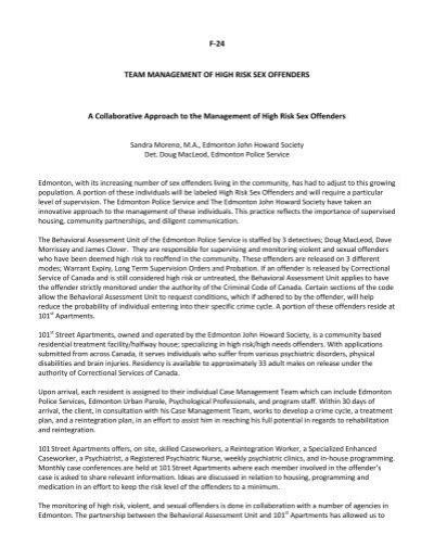 F TEAM MANAGEMENT OF HIGH RISK SEX OFFENDERS A