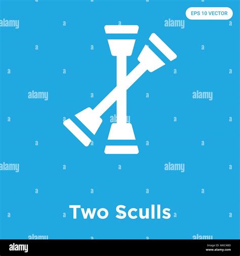 Two Sculls Vector Icon Isolated On Blue Background Sign And Symbol