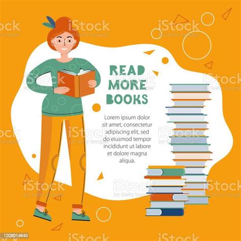 문학 팬 똑똑한 여자가 책을 읽는다 교육 및 자기 개발의 개념 소셜 네트워크 및 웹 페이지의 배너 용 템플릿입니다 텍스트의 공간입니다 벡터에서 손으로 그린 그림 교육 강좌에