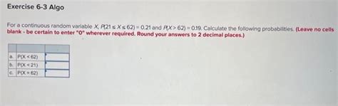 Solved Exercise 6 3 Algo For A Continuous Random Variable