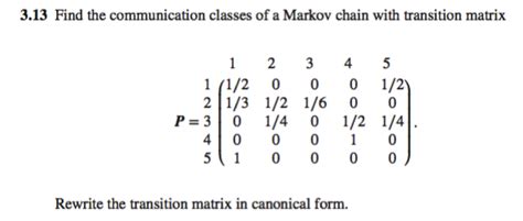 Solved Find The Communication Classes Of A Markov Chain With