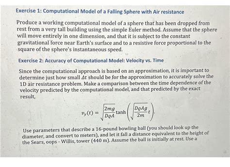 Solved Exercise 1 Computational Model Of A Falling Sphere