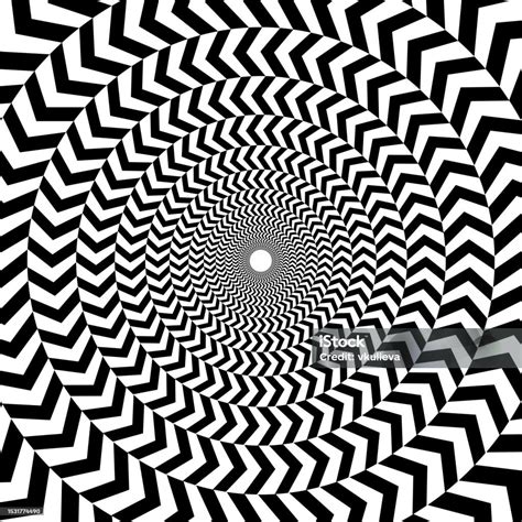 방사형 착시 배경입니다 원형의 흑백 추상적인 표면 포스터 배너 템플릿 디자인 디자인 회전하고 회전하는 나선형 환상 벽지 벡터 그림 만화경 패턴에 대한 스톡 벡터 아트 및