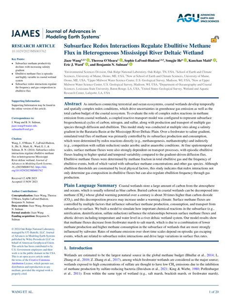 Pdf Subsurface Redox Interactions Regulate Ebullitive Methane Flux In Heterogeneous
