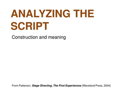 Ppt Analyzing The Script Powerpoint Presentation Free Download Id