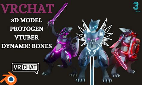 Do Vrchat Avatar Protogen Model Vrc Character 3d Model By Dynamte Stone Fiverr