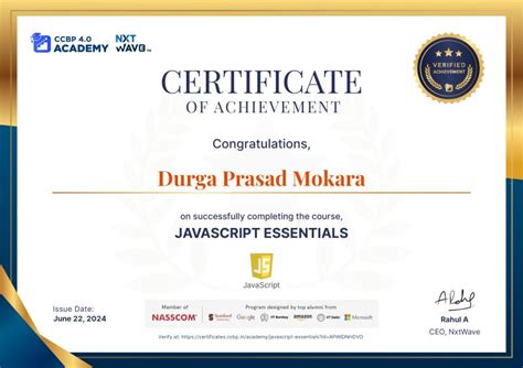 Durga Prasad Mokara On Linkedin Ccbp Javascript Nxtwave