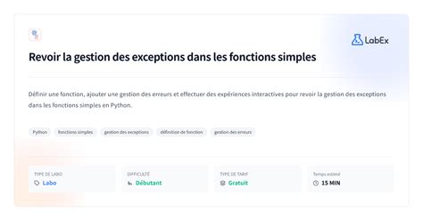 Revoir La Gestion Des Exceptions Dans Les Fonctions Simples Labex