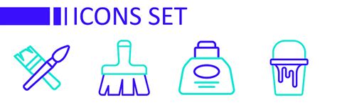 선 페인트 통 잉크병 브러시 및 아이콘을 설정합니다 벡터 개념에 대한 스톡 벡터 아트 및 기타 이미지 개념 골동품 교육 Istock