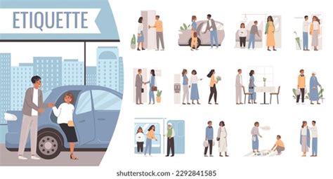 Etiquette Rules Set Isolated Compositions Flat Stock Vector Royalty Free 2292841585 Shutterstock