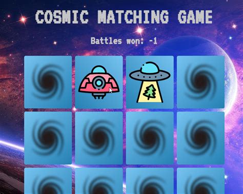 Cosmic Matching Game In Javascript Free Source Code Sourcecodester