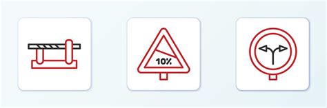 도로 주차 자동차 장벽과 가파른 상승과 하강 아이콘에 라인 포크를 설정합니다 벡터 가파른에 대한 스톡 벡터 아트 및 기타 이미지