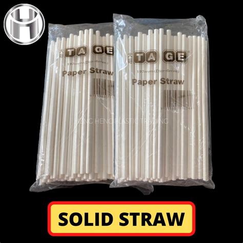 Paper Straw 100 Pcs Straw Kertas Party Straw Straw Putih 吸管 吸水草