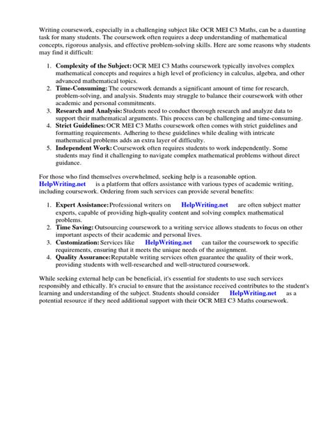 Ocr Mei C3 Maths Coursework Pdf Mathematics Quadratic Equation