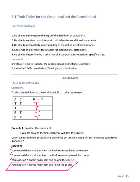 3 Truth Tables For The Conditional And Biconditional 3 Truth Tables