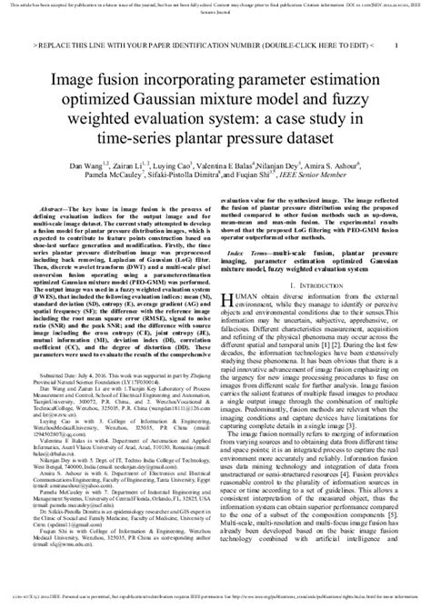 Pdf Optimized Image Fusion For Plantar Pressure Data