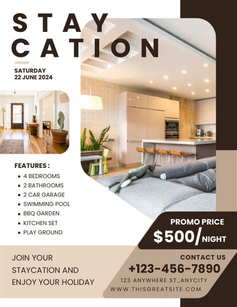 Modern And Minimal Staycation Promo Flyer Us Template Postermywall