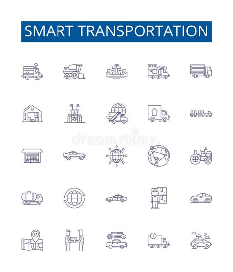Smart Transportation Line Icons Signs Set Design Collection Of Smart