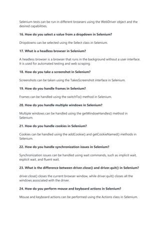 Top Selenium Interview Questions And Answers For Pdf