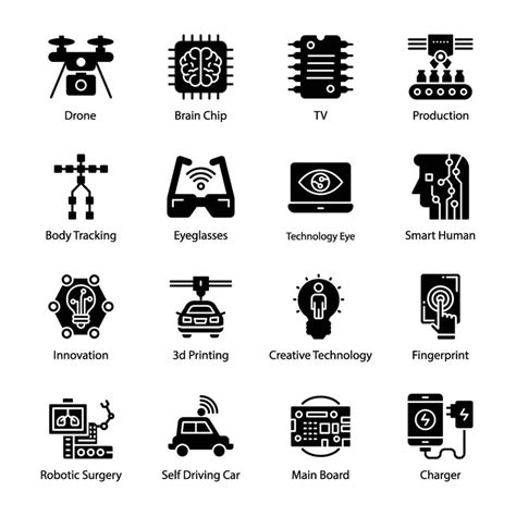 Ai And Machine Learning Glyph Vector Icons Set 36039408 Vector Art At