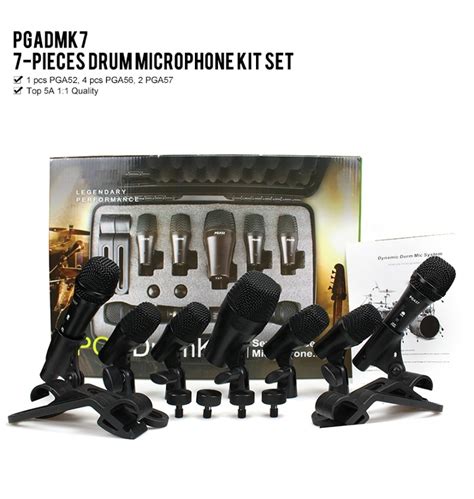 Pga52 Pga56 Sm 57 드럼 마이크 다이나믹 킥 스네어 톰 하이햇 크래시 라이드 7 키트 악기 티몬