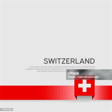 흰색 배경에 스위스 플래그 벡터 배너 디자인 스위스 내셔널 포스터 비즈니스 소책자 표지 스위스 플래그가 있는 리본 국가 애국 전단지 브로셔 0명에 대한 스톡 벡터 아트 및