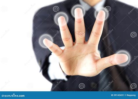Hand Touching Blank Buttons Stock Image Image Of Interface Blank 39143431