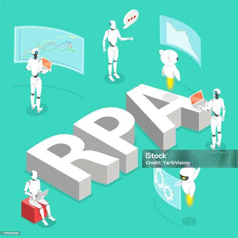 로봇 공정 자동화 Rpa 인공 지능의 아이소메트릭 평면 벡터 개념 인공지능에 대한 스톡 벡터 아트 및 기타 이미지 인공지능 가상현실 가상현실 시뮬레이터 Istock