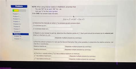 Solved Problems Note When Using Interval Notation In Webwork