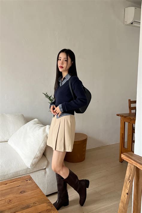 모노데일리 마우 미디 주름 스커트 벨트셋트