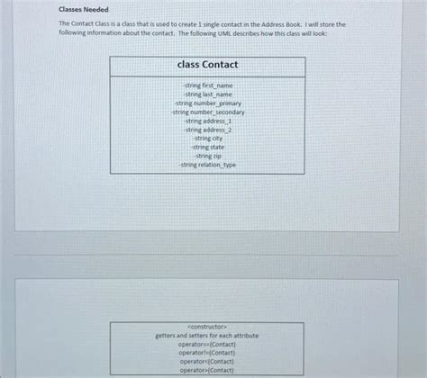 solved classes needed the contact class is a class that is