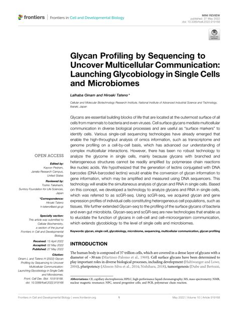 Pdf Glycan Profiling By Sequencing To Uncover Multicellular