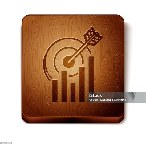 흰색 배경에 격리 된 그래프 차트 아이콘이있는 갈색 대상입니다 텍스트 파일 아이콘을 보고합니다 회계 기호입니다 감사 분석 계획 나무 사각형 버튼입니다 벡터 일러스트레이션 0